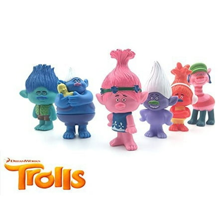 Trolls Set of 6, 3-Inch-Tall Movie Trolls Action Figures - Trolls Poppy ...