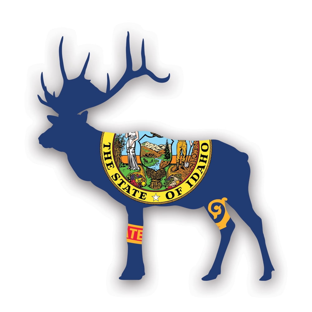 Idaho Deer Shaped Flag Sticker Decal - Self Adhesive Vinyl ...