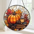 Autumn Pumpkin Harvest Stained Glass Style Window Decor, Fall Hanging ...
