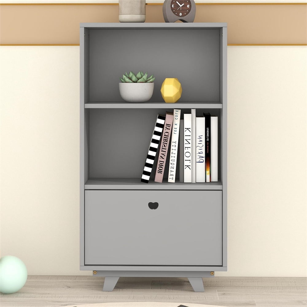 Storage Bookcase with 2 Open Shelves,Drawer and Heart-Shaped Cutout ...