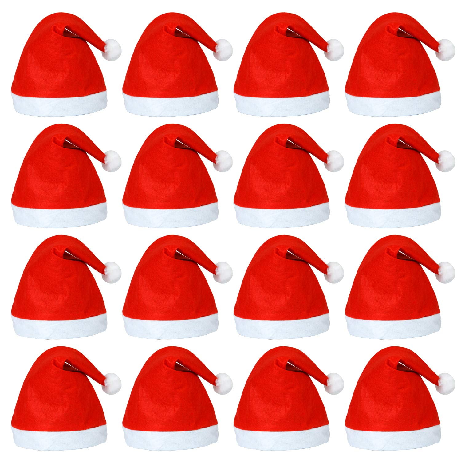 Elcoho 20 Pack Santa Red Hat Short Plush with White Cuffs Non-Woven ...