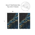 Dark Blue Marble Fluid Short Blackout Curtains 24 Inch Long,Gold Foil ...