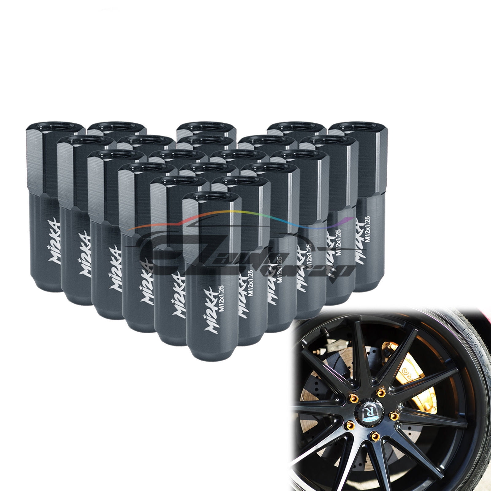 Gunmetal 20 PCS M12X1.5 Lug Nuts Extended Tuner Aluminum Wheels Rims ...
