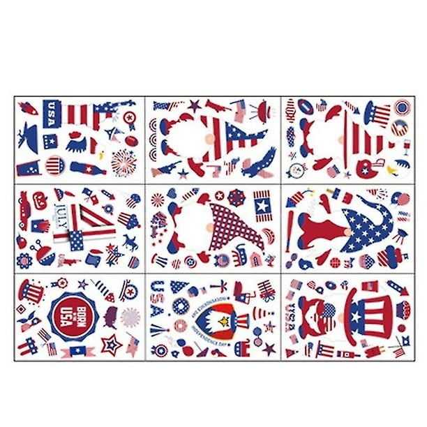 1/9 Sheets American Stickers Independence Day Decals For Wall Window ...