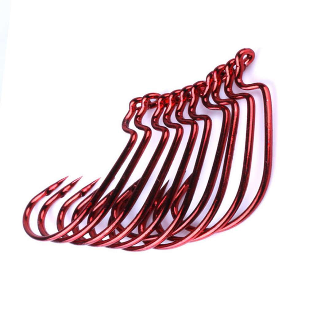 51PCS Fishing Hooks Metal Worm Senko Bait Jig Offset Hooks Plastic Box ...