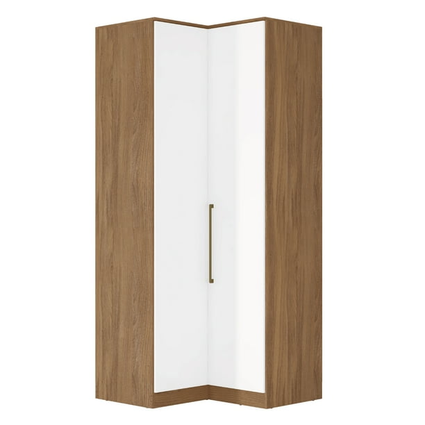 Closet Armario Esquinero 2 Puertas con Repisas y 3 Cajones Color Blanco/Café Modelo 71160-153 ...