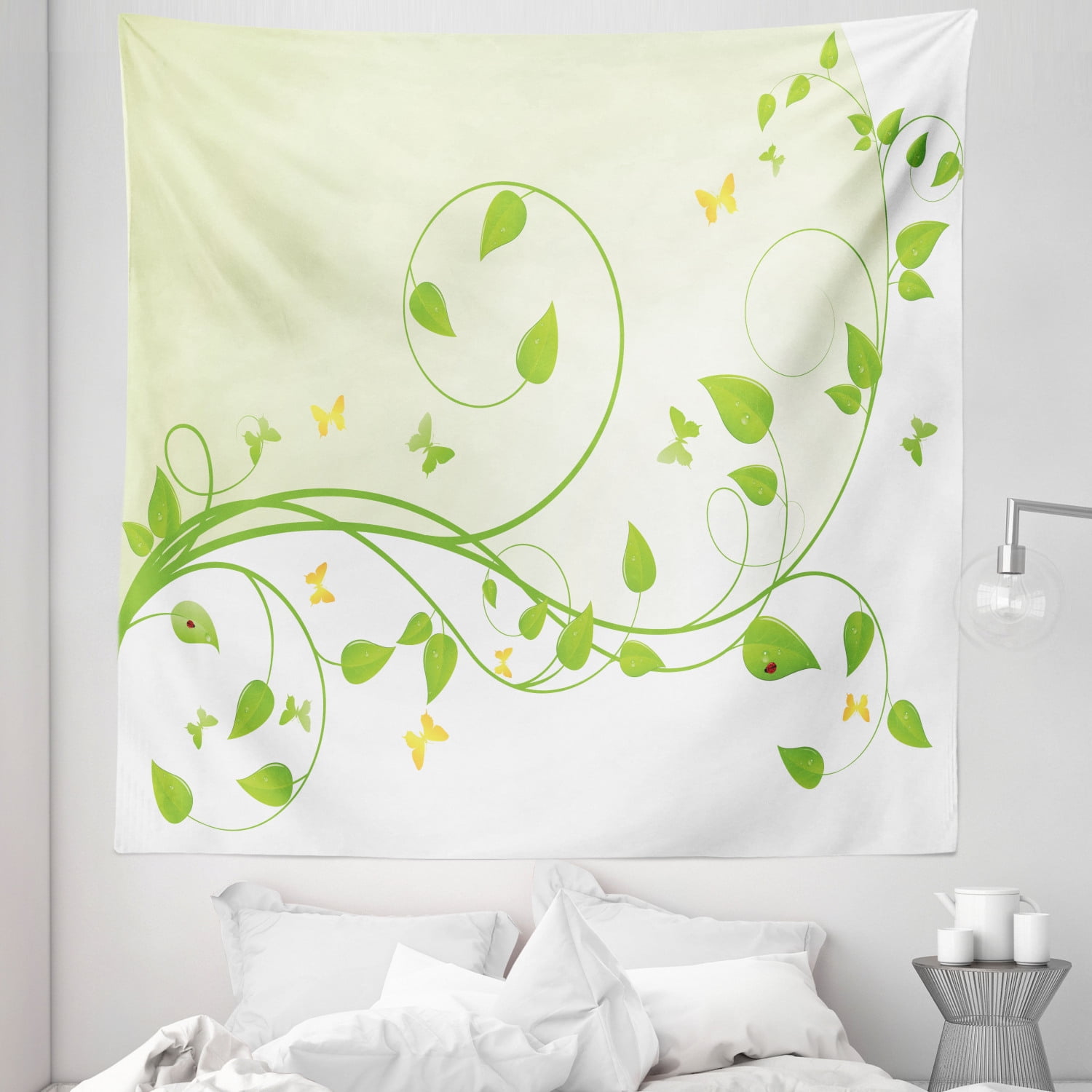 Vine Tapestry, Flourishing Sapling Pattern with Butterflies and ...