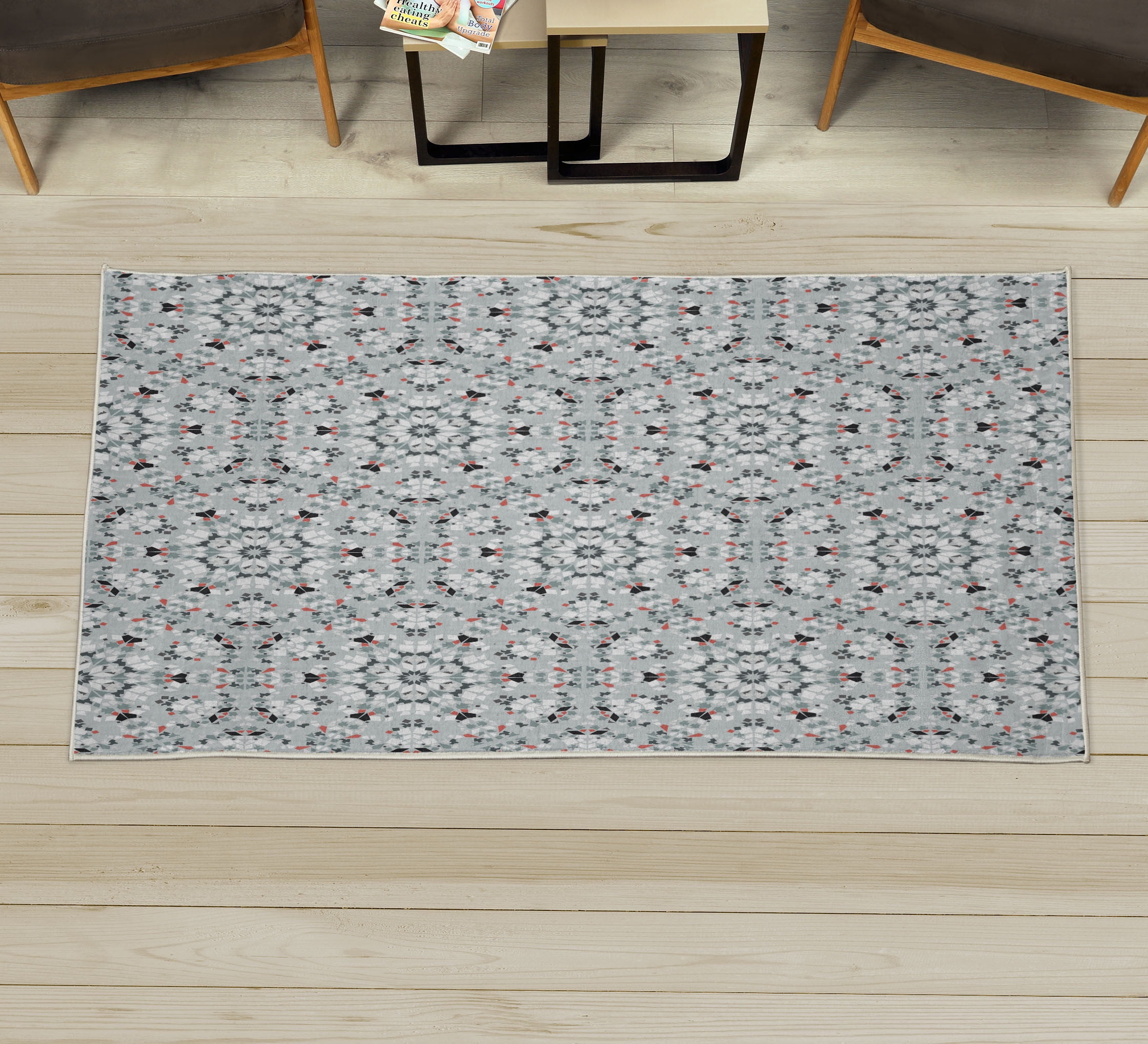 Mosaic Decorative Rug, Antique Roman Time Inspired Rock Design with ...