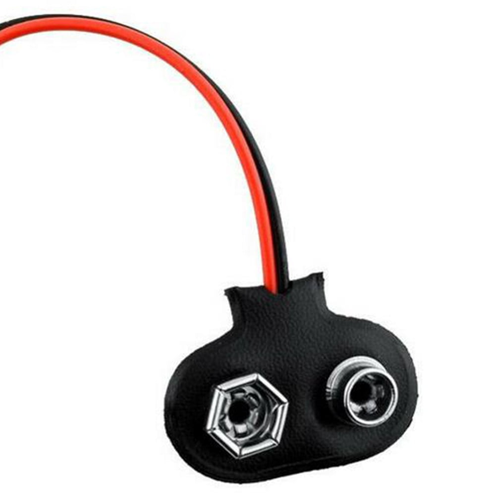 9V Battery Clip Black&Red Cable Connector 5.5*2.1mm I/T-Type Battery ...