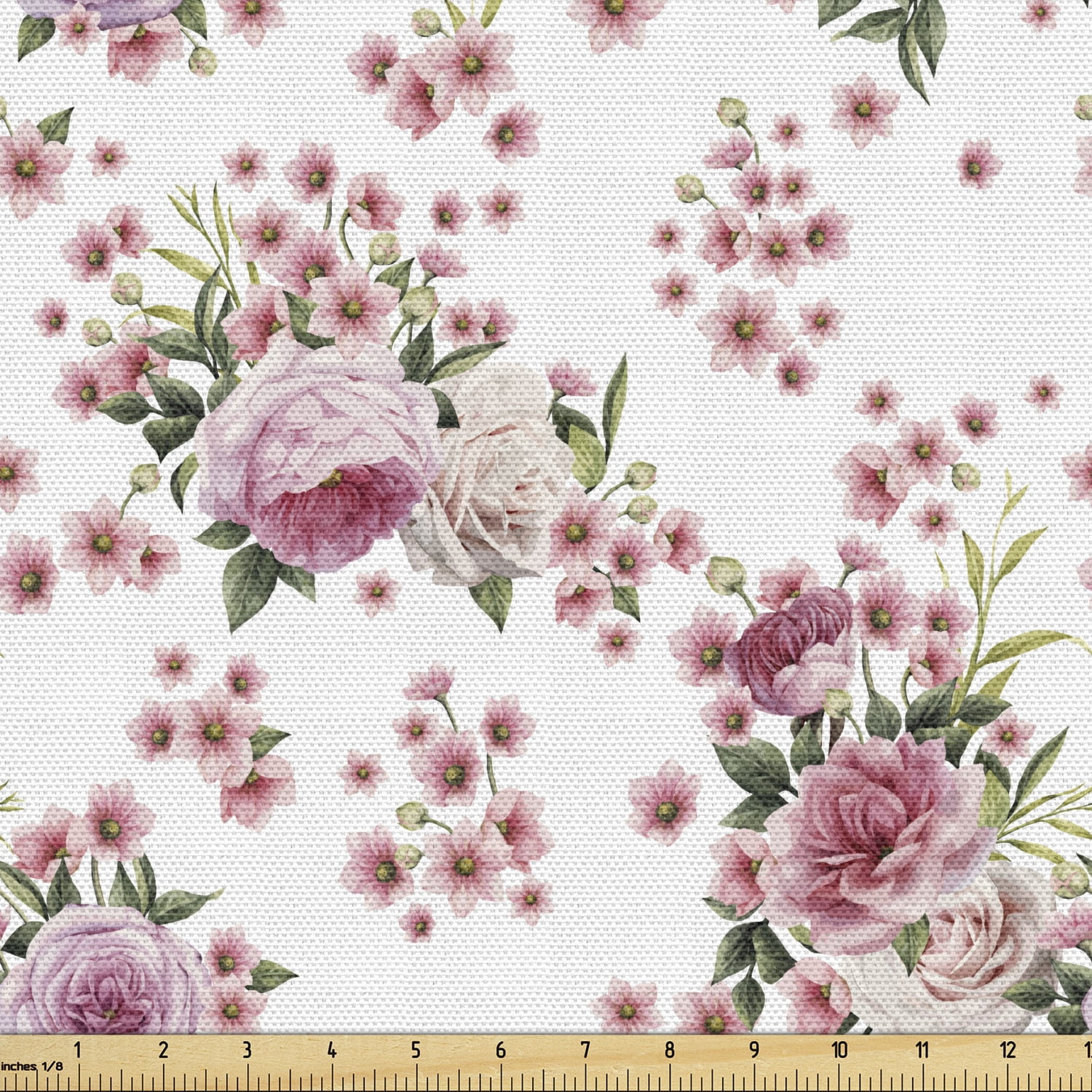 Craft Supplies & Tools Fabric Floral Anemone 100% Cotton Pink Calico ...
