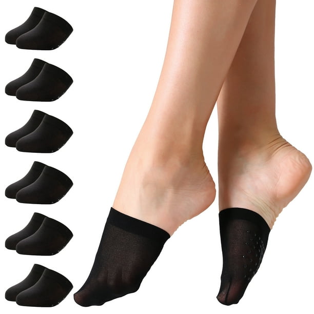 Manzi 6 Pairs Women Half Toe Topper Socks No Slip Toe No Show Liner ...