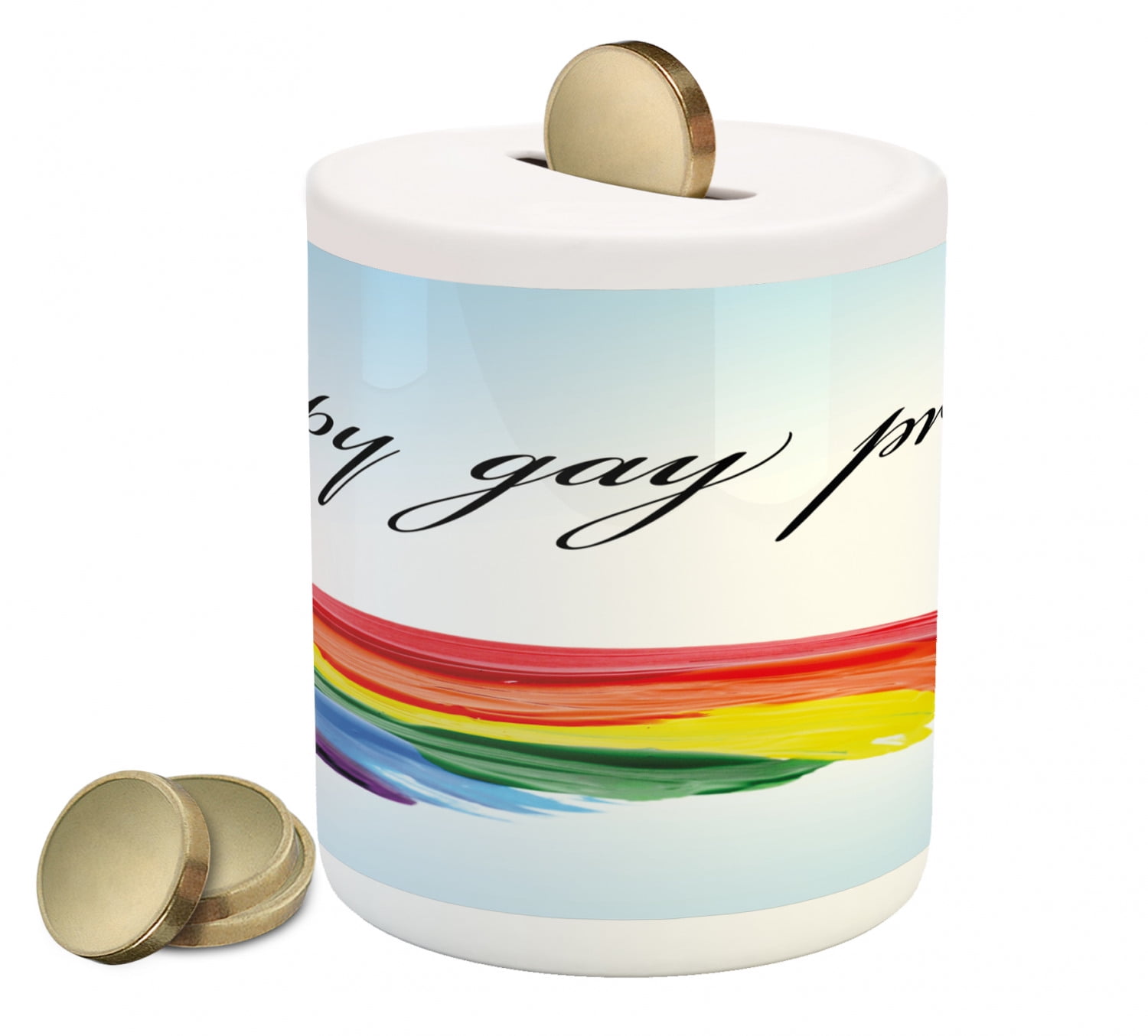 Pride Piggy Bank, Happy Gay Pride with Hand Writing Celebration Theme ...