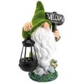 Flocking Gnome Solar Garden Statues Outdoor Decor Flocked Gnome with ...