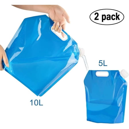Set of 2 collapsible and portable jerry cans for drinking water (5 l ...