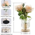 Artificial Rose Crystal Glass Vase Rechargeable Cordless Touch Control ...