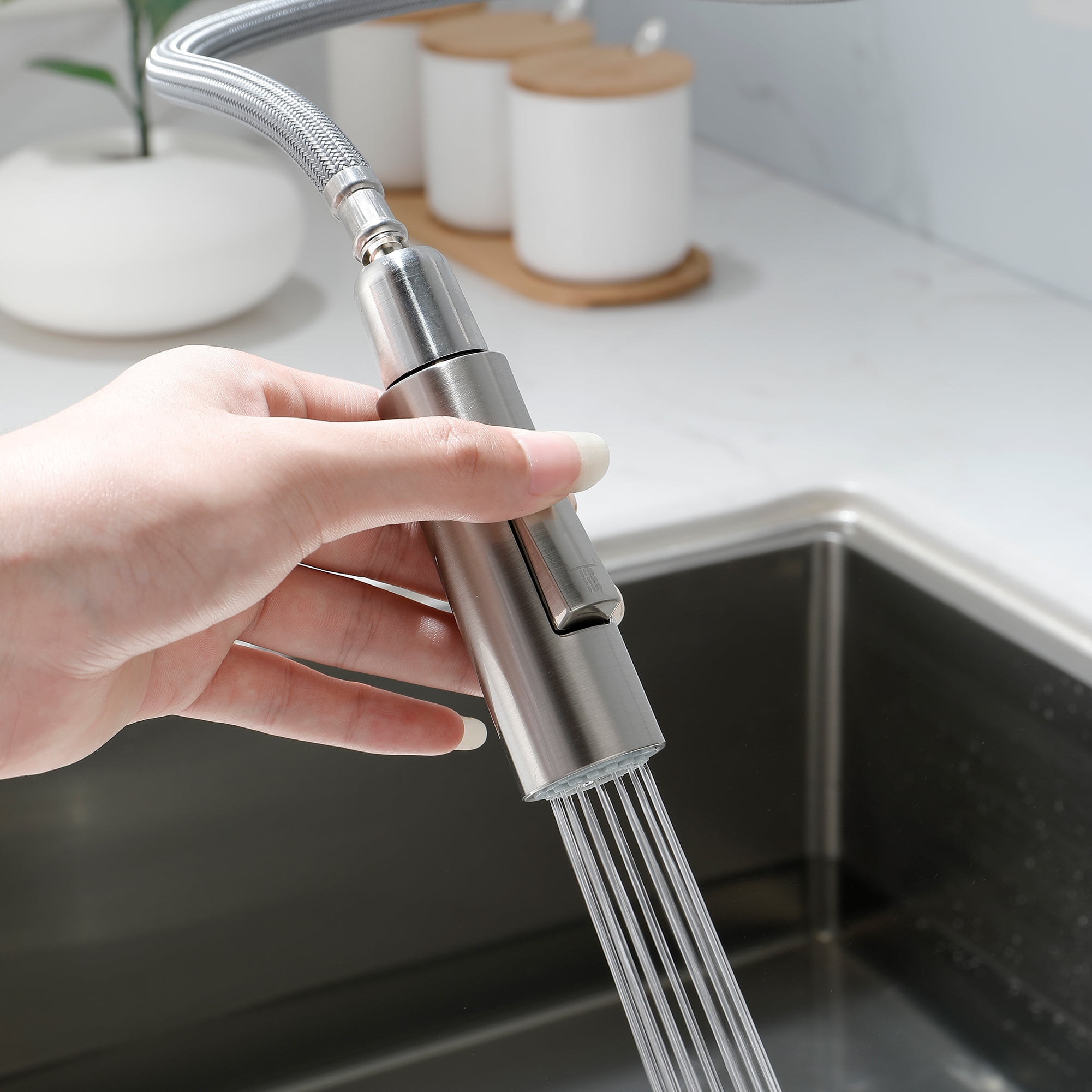 Single Handle High Arc Pull Out Kitchen Faucet,Single Level Stainless ...