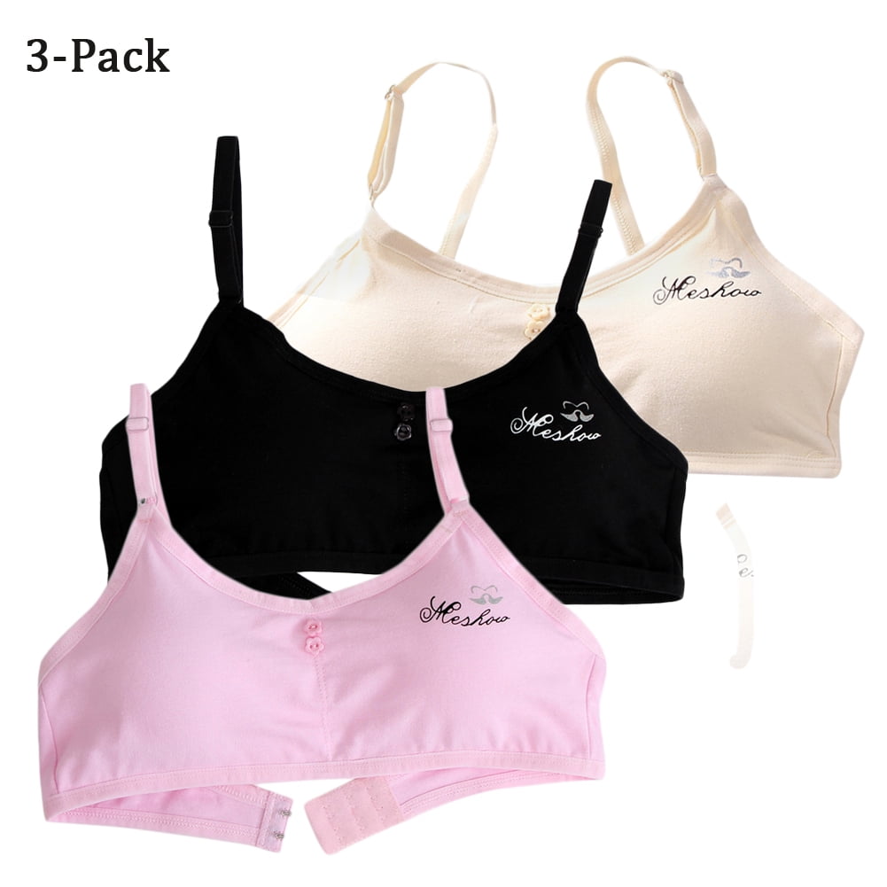 Gyratedream 3 Pack Girls Seamless Bra Teenage Back Closure Pads ...