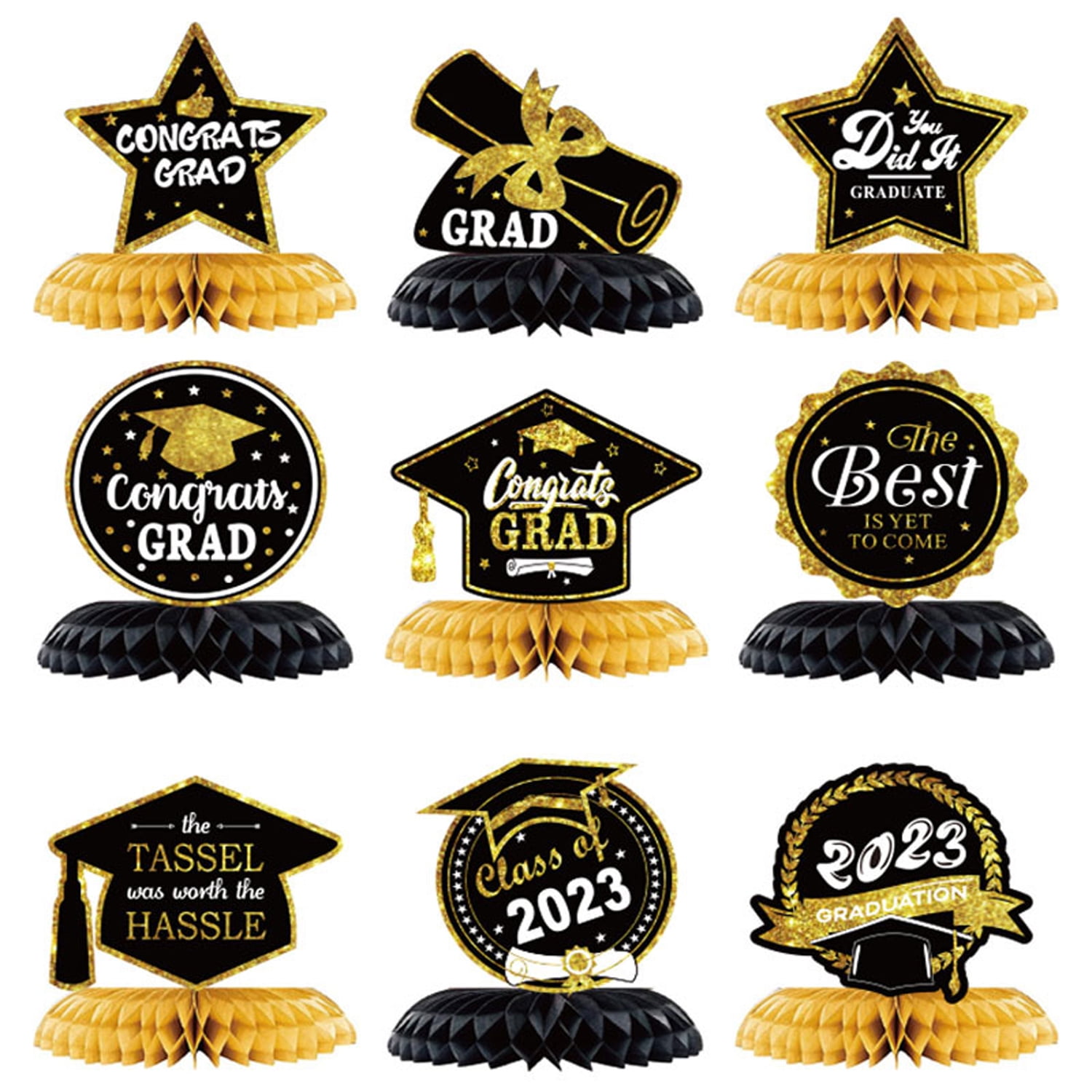 SlaBao 9pcs Graduation Honeycomb Centerpiece Graduation Table ...