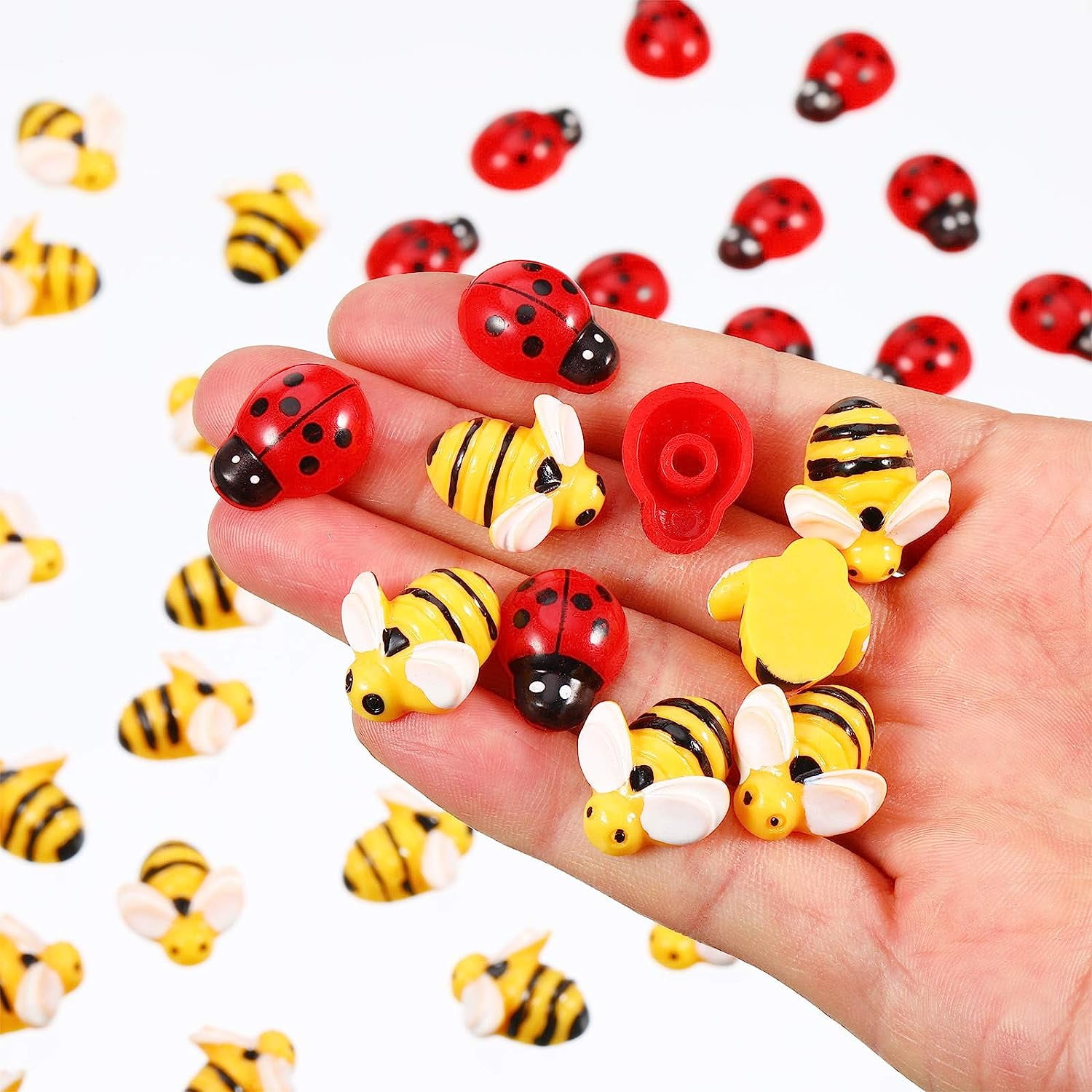 50 Pieces Tiny Resin Bees Ladybugs, Including 25 Pieces Tiny Resin ...