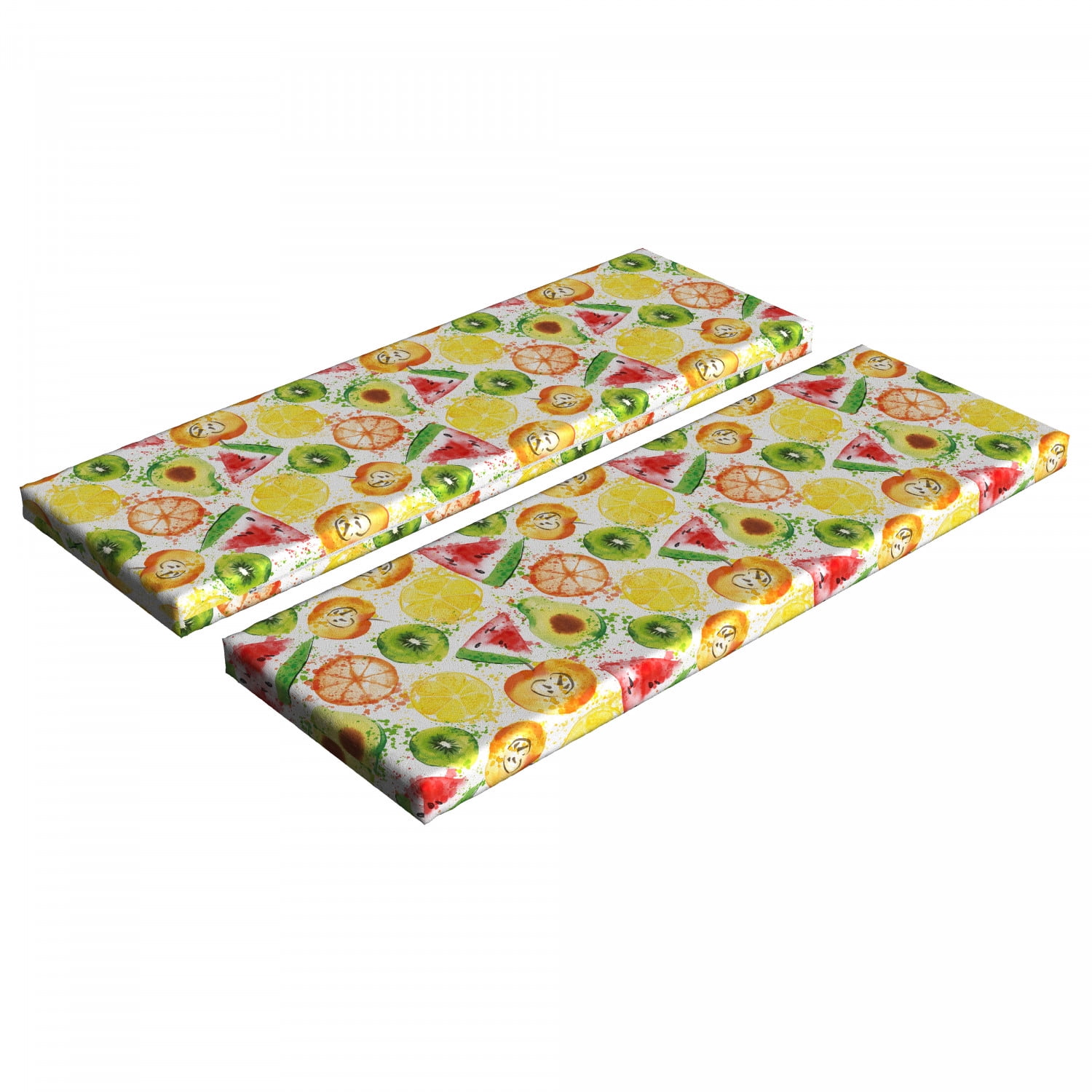 Fruit Bench Cushion Set of 2, Yummy and Ripe Watermelon Kiwi Peach ...