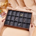 1 pc Cuboid Wood Jewelry Display Trays Covered with Velvet 18 Grids ...