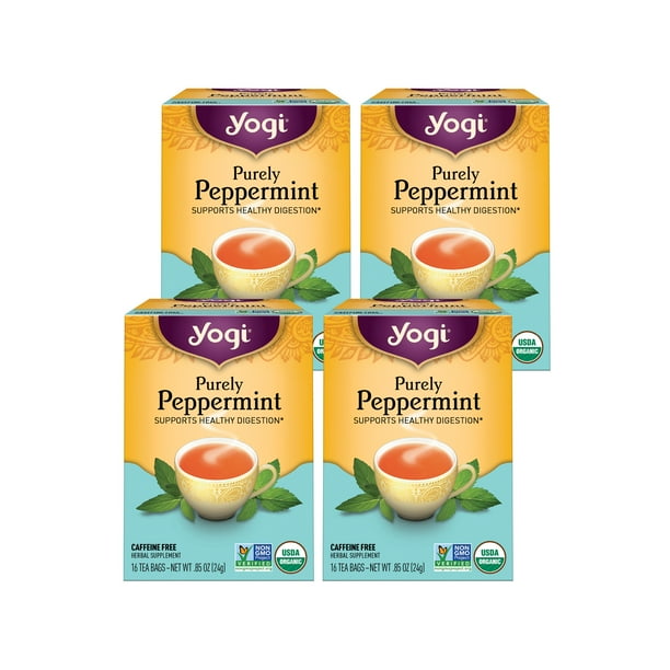 Yogi Tea Purely Peppermint, Organic Herbal Tea, Wellness Tea Bags, 4 ...