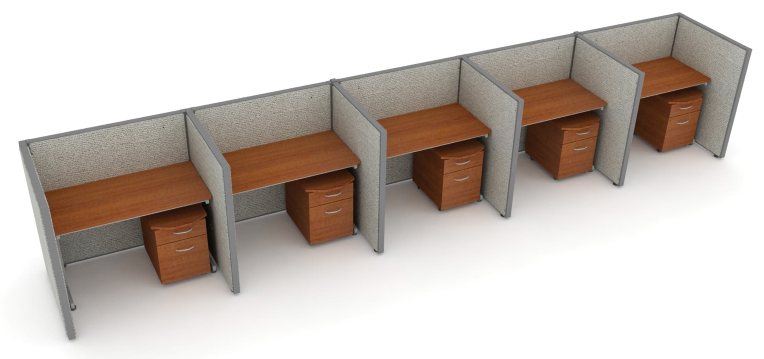 OFM RiZe 1 x 5 Privacy Workstation Unit in Gray and Cherry - Walmart.com