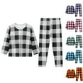 AWZXDE Plaid Print Long Sleeve Pajamas Set Winter Cozy Girls Pajamas ...