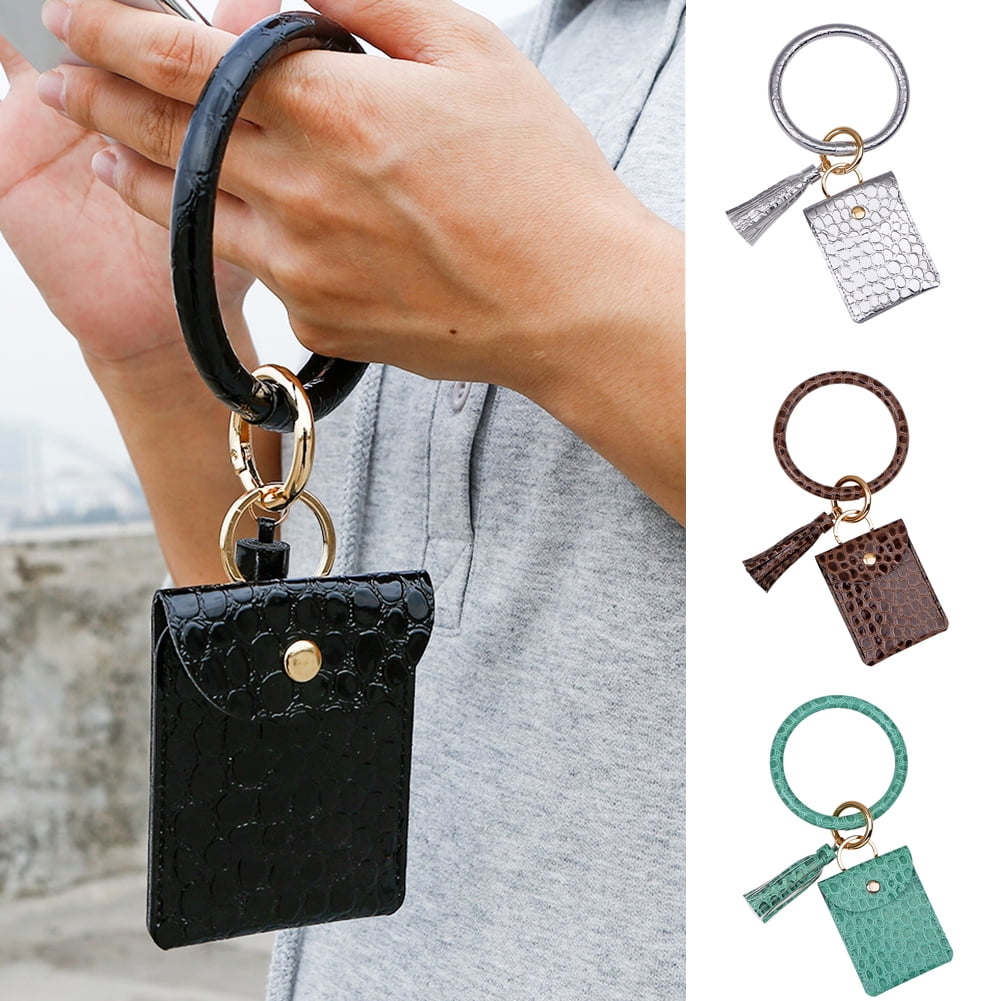 SPRING PARK Women's Faux Leather Zipper Pockets Key Ring Coin Purse ...