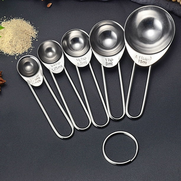 relayinert 5pcs/set Non-rusting Stainless Steel Measuring Spoons Powder ...