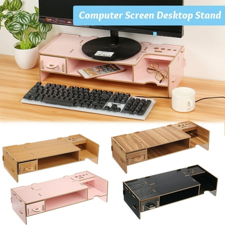 Computer Screen Riser Wood Shelf Plinth Strong Laptop Stand Multi ...