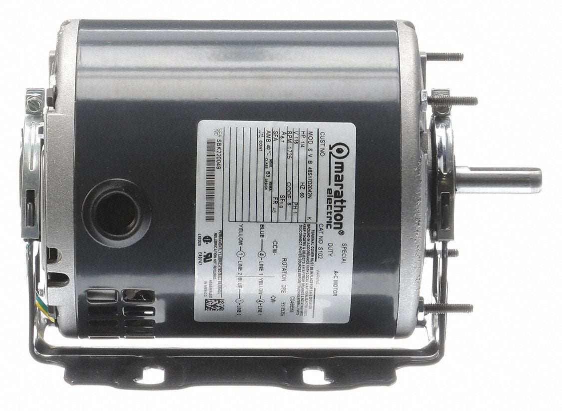Marathon Motors GP Motor,1/4 HP,1,725 RPM,115V AC,48 048S17D2042 ...