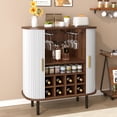 Harper & Bright Designs Small Fluted Coffee Bar Cabinet with Wine Racks ...