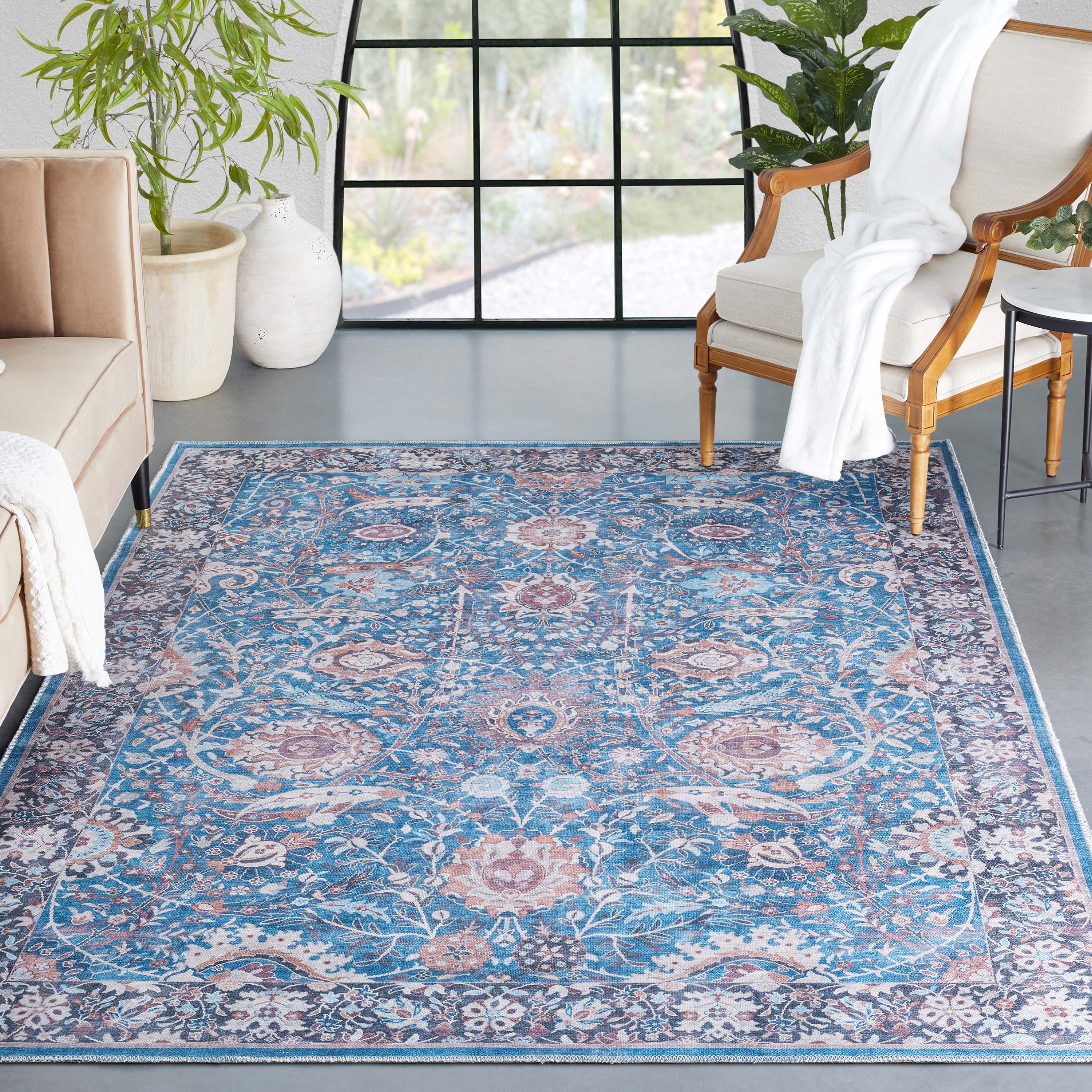 Well Woven Asha Liana Vintage Oriental Teal 3'11" x 5'3" Machine ...