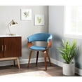 LumiSource Walnut Wood, Blue Fabric Vintage Mod Chair - Walmart.com