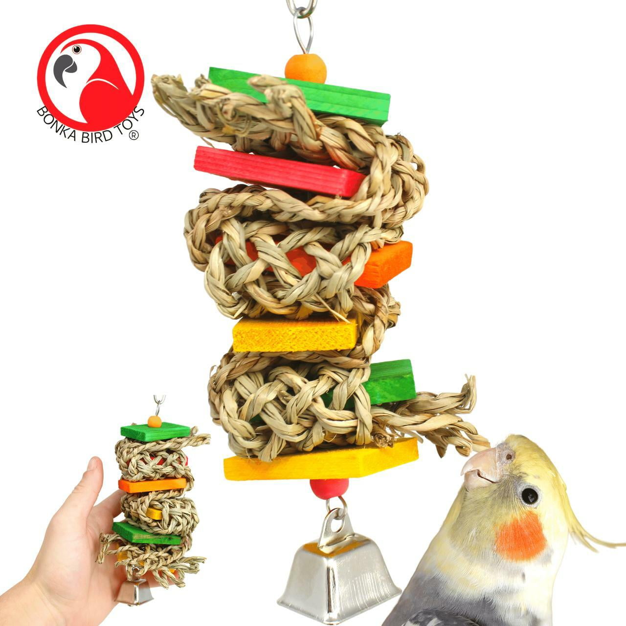 Bonka Bird Toys 2315 Double Seagrass Stack Small Medium Bird Toy ...