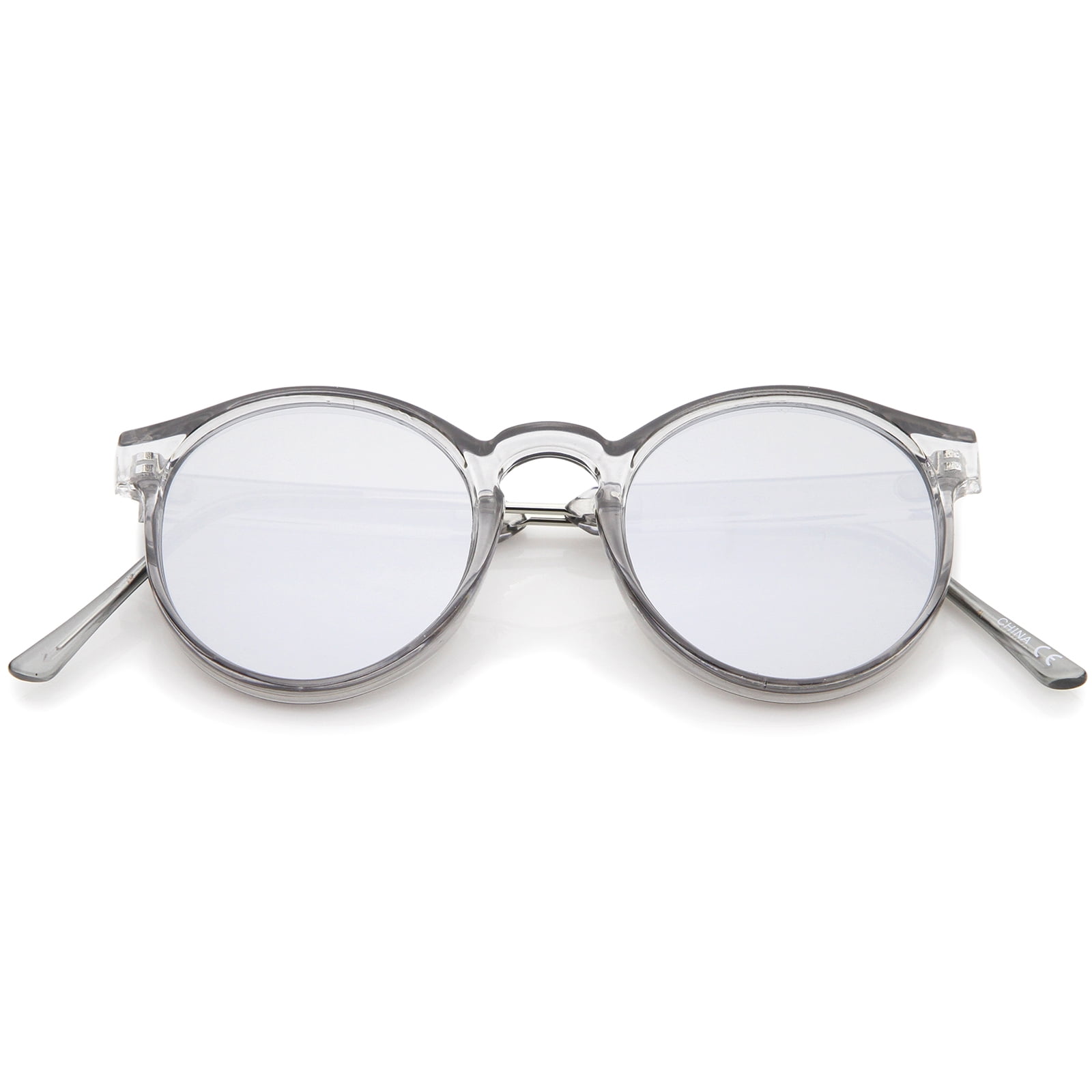 sunglassLA - Retro Translucent Frame Color Mirror Flat Lens P3 Round ...
