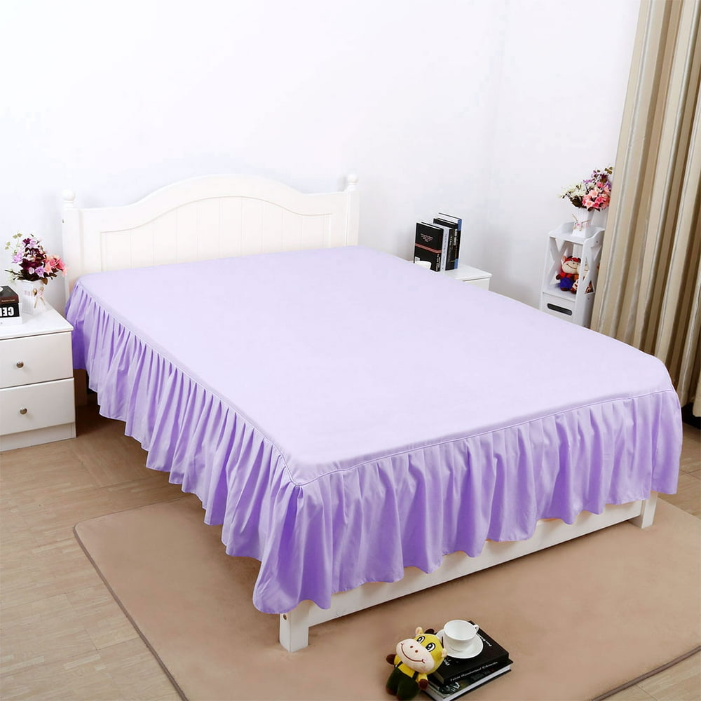 Bed Skirt Solid Polyester Bed Dust Ruffle 3 Sided Coverage Queen King