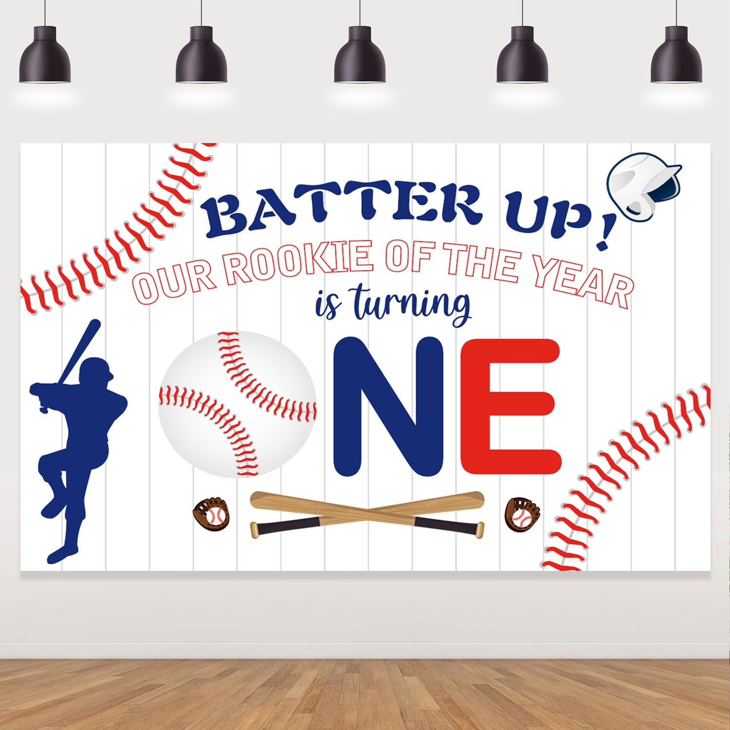 Baseball Themed 1st Birthday Backdrop Photo Background Decorations ...