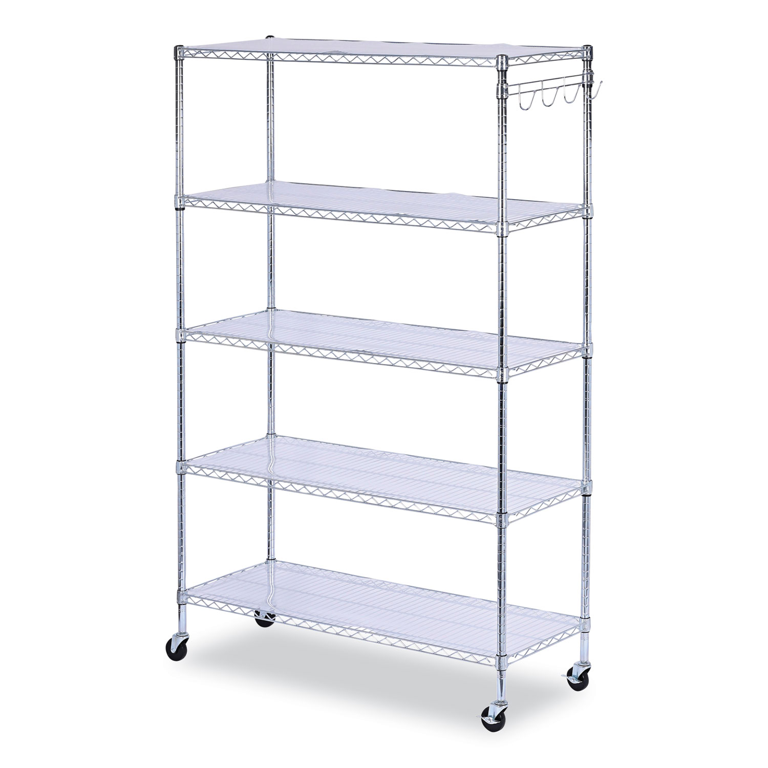 Alera 5-Shelf Wire Shelving Kit with Casters and Shelf Liners, 48w x ...