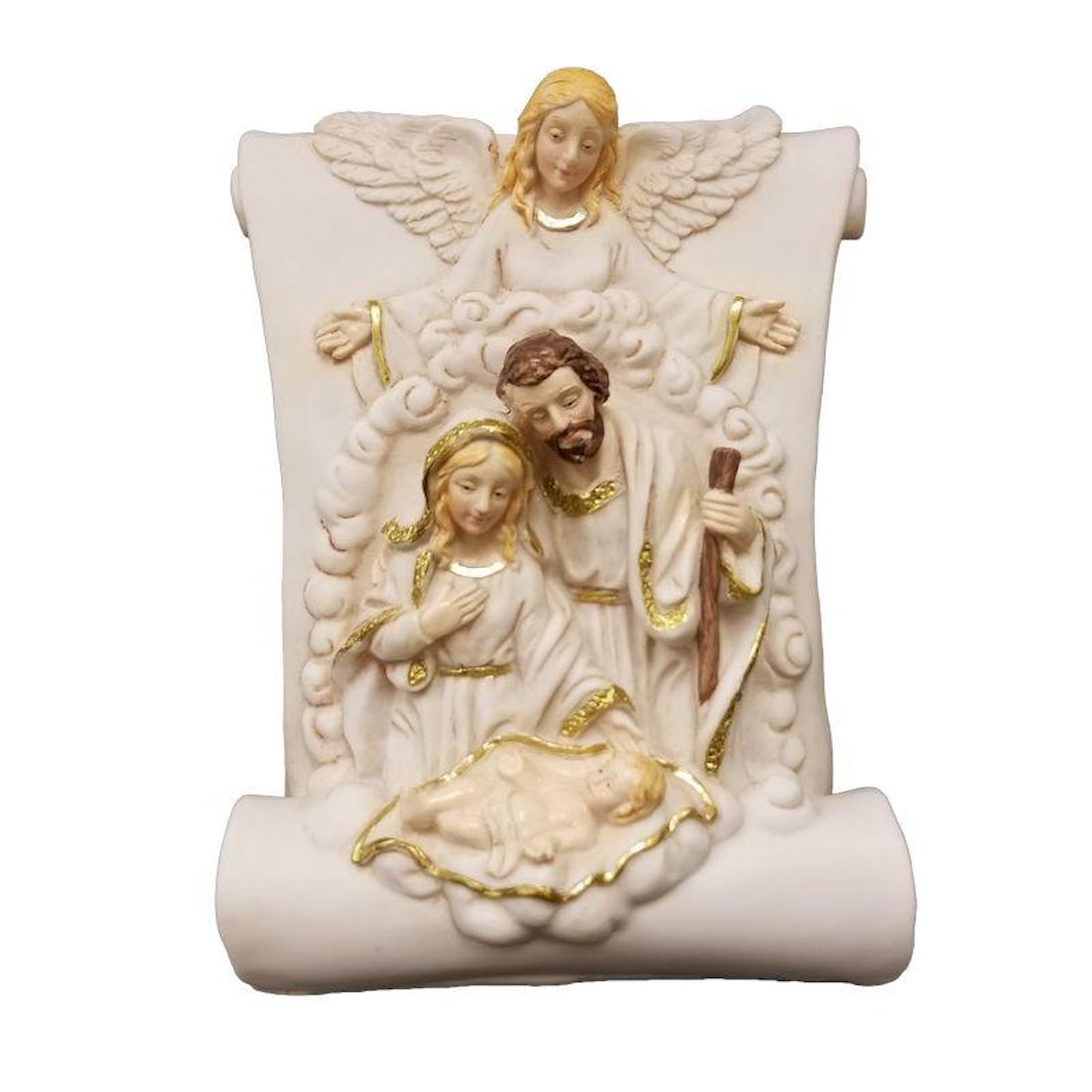 7.5" Holy Family With Angel Scroll Art Work - Walmart.com