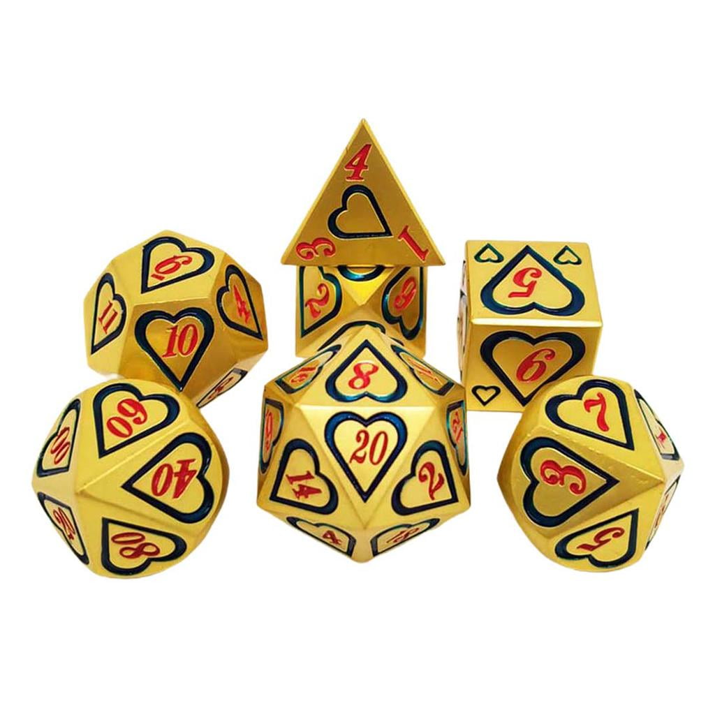Juego de 7 dados de varios lados en forma de corazón D4 D6 D8 D10 D12 ...