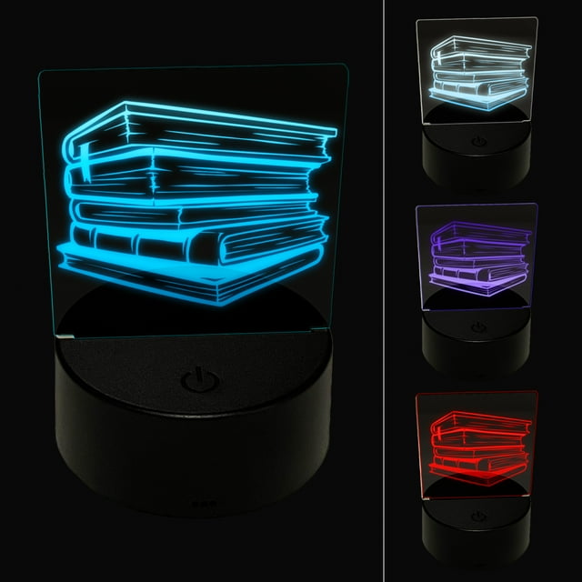 Stack Pile of Books Reading LED Night Light Sign 3D Illusion Desk ...