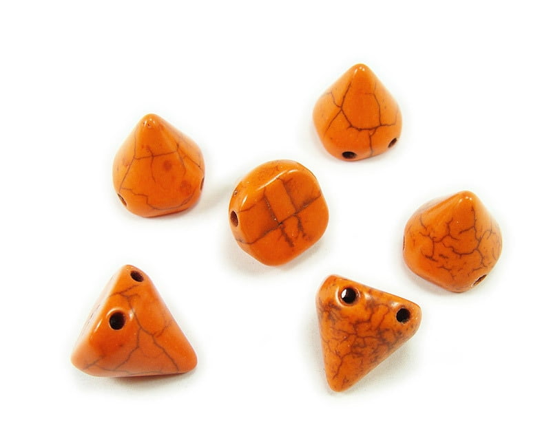 14x15mm Orange Howlite Cone Double Drilled Beads For Jewelry Making ...