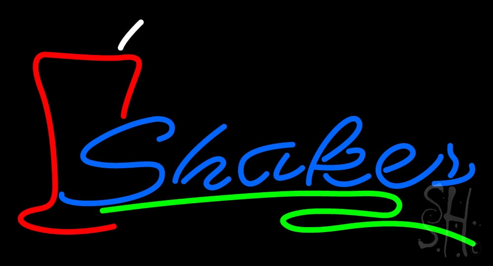 Shakes with Glass LED Neon Sign 20 x 37 - inches, Black Square Cut ...