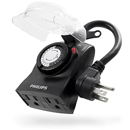 Philips 24-Hour Plug-in Mechanical Outdoor Timer, Heavy-Duty, 2 ...