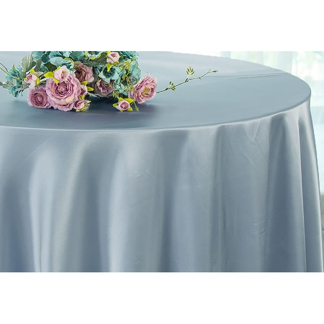 Wedding Linens Inc. 90'' Round Satin Table Cover Tablecloth - Dusty ...