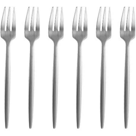 Silver 18/10 Stainles Steel Cake Forks Set 3 Tines Fruit Salad Fork ...
