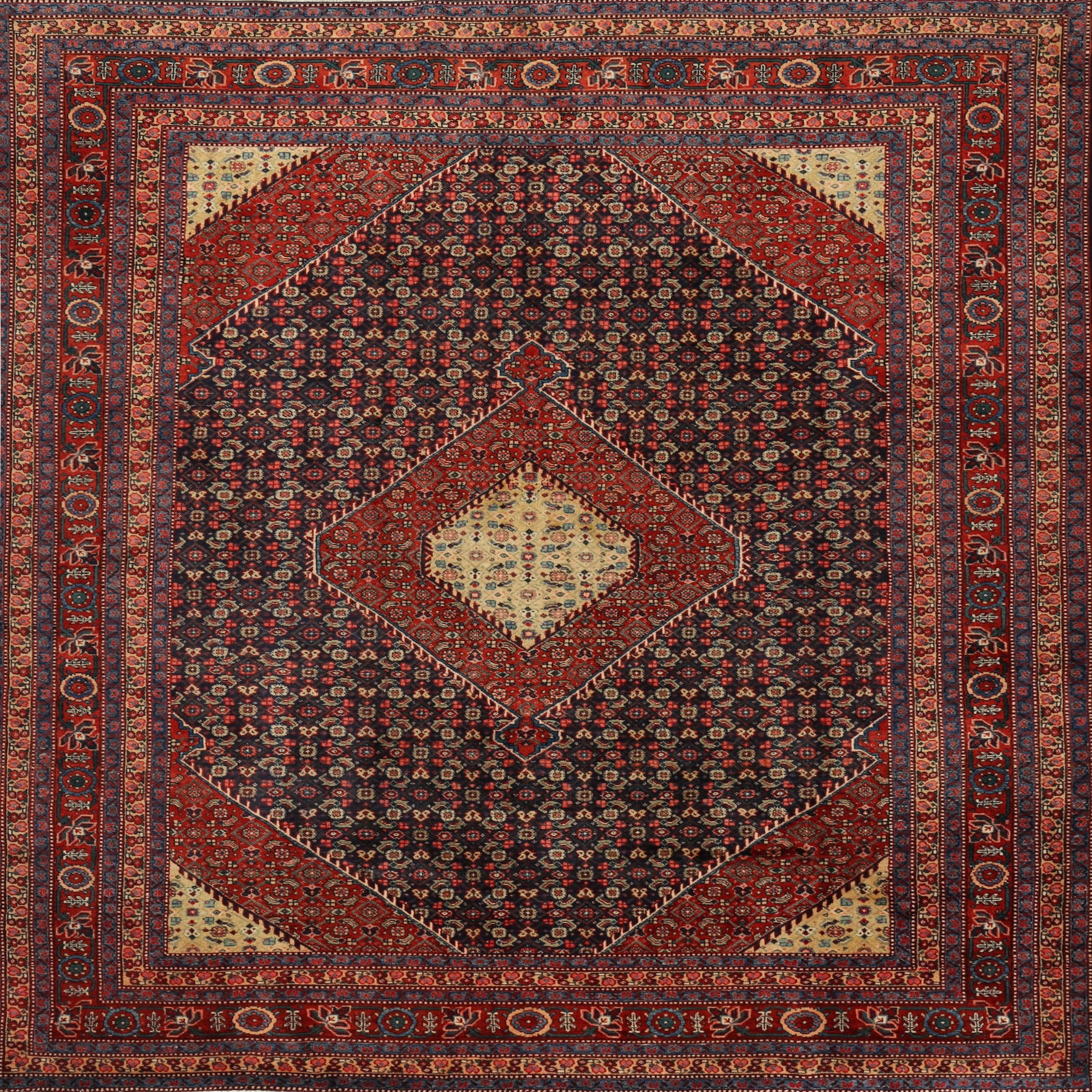 Ahgly Company Indoor Square Traditional Saffron Red Persian Area Rugs ...
