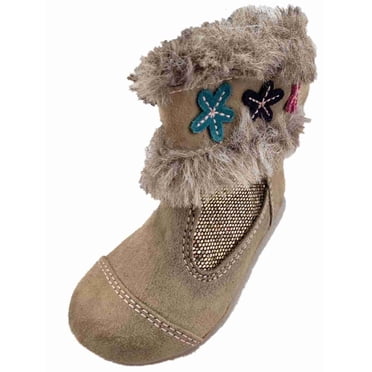 Infant Girls Fuschia Pink Sparkle Glitter Fuzzy Boots Booties Baby ...